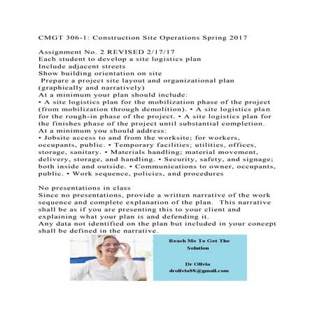 CMGT 306-1 Construction Site Operations Spring 2017 Assignment .docx