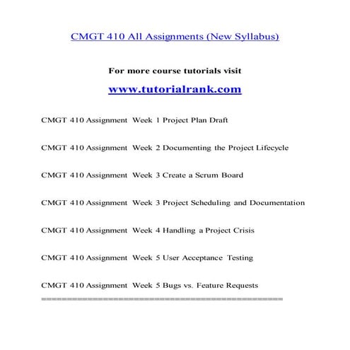 CMGT 410(NEW) Effective Communication/tutorialrank.com