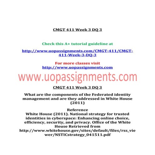 Cmgt 411 week 3 dq 3 | PDF