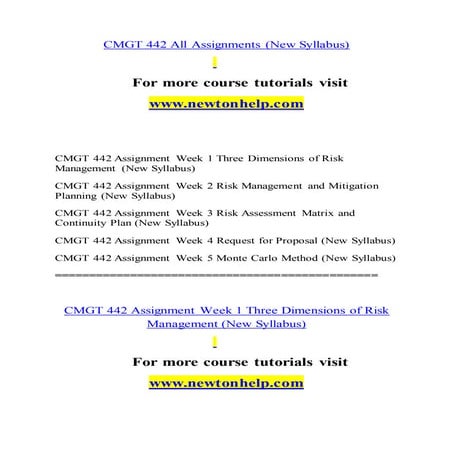 CMGT/442 ENTIRE CLASS UOP TUTORIALS | PDF