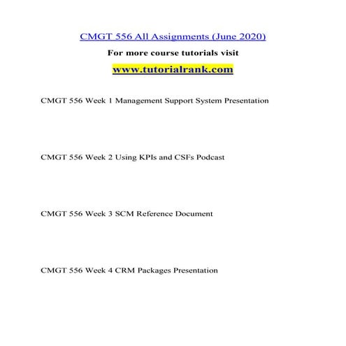 CMGT 556 Entire Course NEW | DOCX