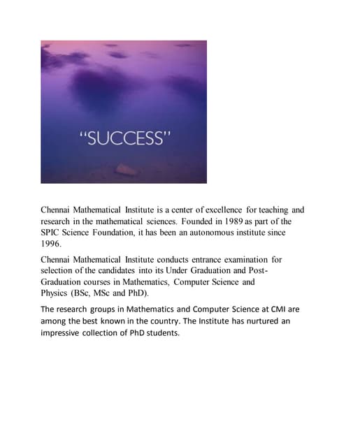 ISI Master of Mathematics (M. Math) Information | PPT