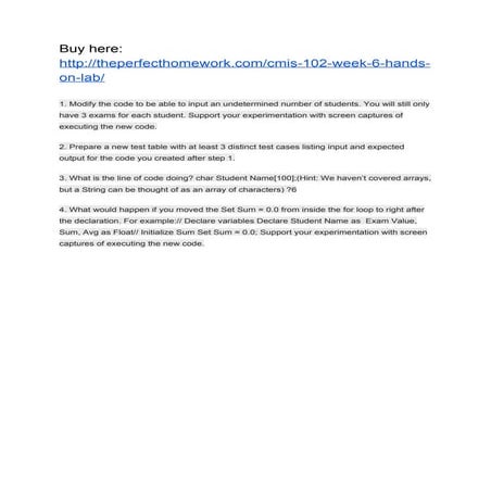 CMIS 102 WEEK 6 HANDS-ON LAB | PDF | Programming Languages | Computing