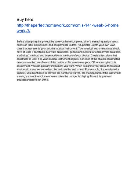 CMIS 141 WEEK 5 HOMEWORK 3 | PDF | Musical Instruments | Hobbies ... CMIS 141 WEEK 5 HOMEWORK 3 | PDF | Musical Instruments | Hobbies ...