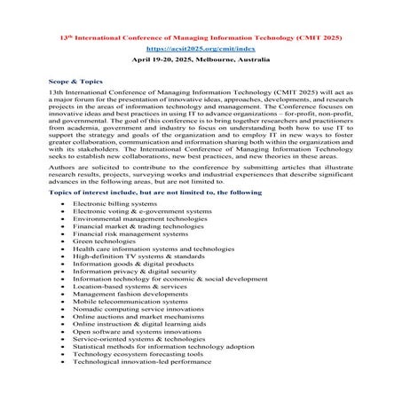Submit Your Papers-13th International Conference of Managing ...