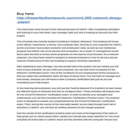 CMIT 265 NETWORK DESIGN PAPER | PDF