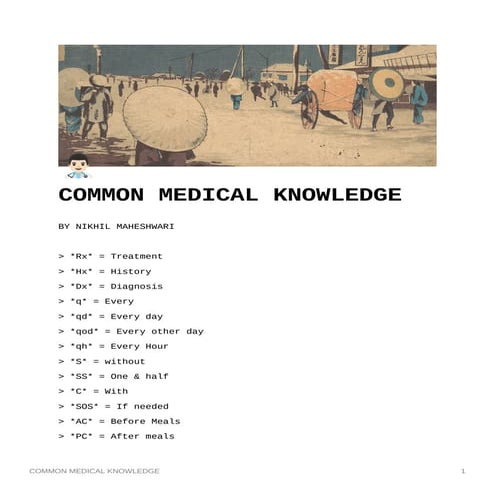 COMMON MEDICAL ABBREVIATIONS | PDF