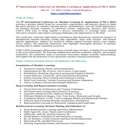 7th International Conference on Machine Learning & Trends (MLT 2026) | PDF