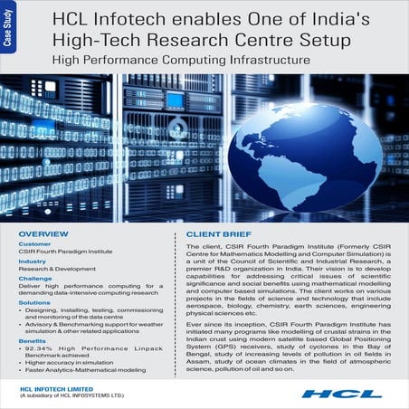 HCL Infotech enables One of India's High-Tech Research Centre Setup | PDF | Computer Software ...