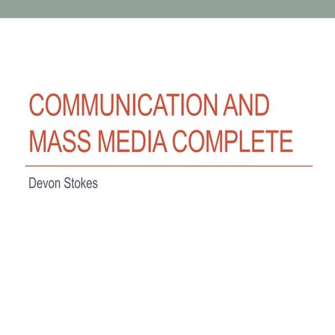 Communication and Mass Media Complete Tutorial | PPTX