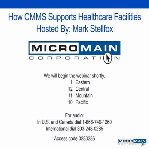 How CMMS Supports Healthcare Facilities | PPTX