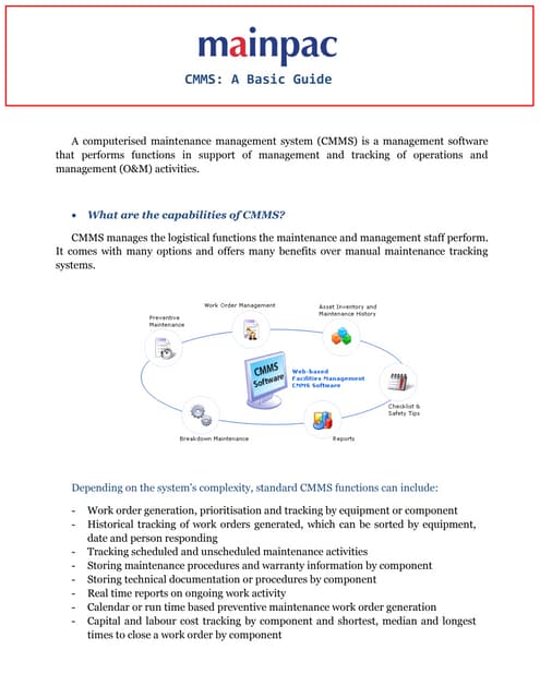 Computerized maintenance management system (cmms) | PPT