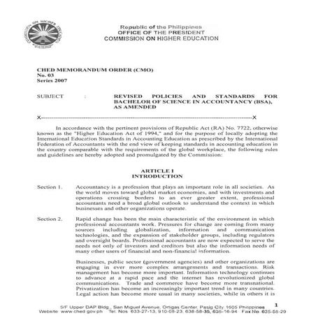 BS Accountancy CMO 2007 | PDF