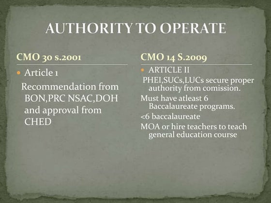 CMO 30 S.2001/CMO14 S. 2009/CMO 15 S 2017 COMPARISON | PPT