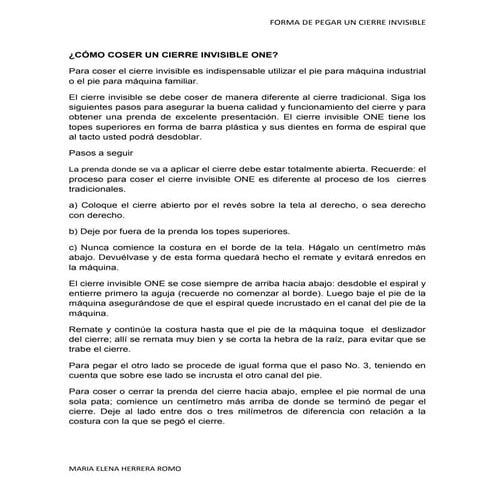 Cómo coser un cierre invisible | DOCX