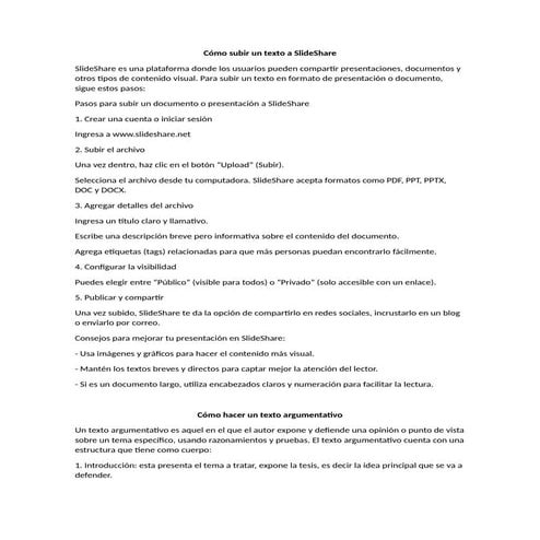 Cómo subir un texto a SlideShare.documentos | DOCX