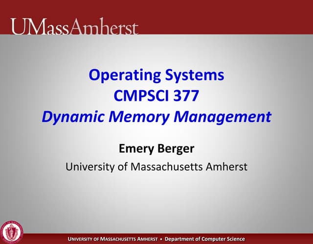 Operating Systems Dynamic Memory Management Ppt