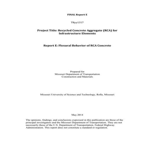 Recycled Concrete Aggregate (RCA) for Infrastructure Elements | PDF ...