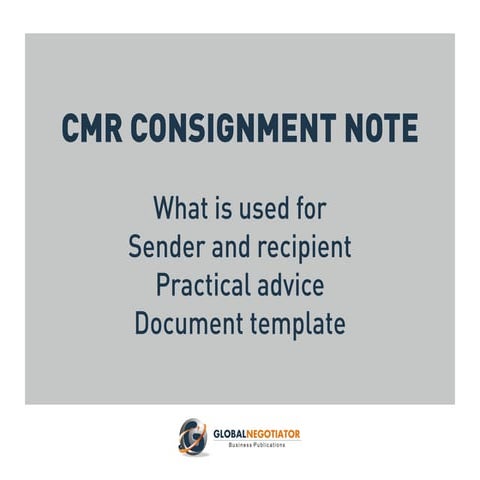 CMR CONSIGNMENT NOTE - Form and User Guide | PPT