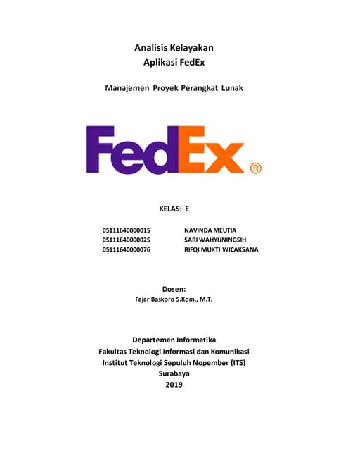Project Charter Aplikasi FedEx | PDF