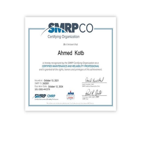 "Certified Maintenance and Reliability Professional CMRP" Certification ...