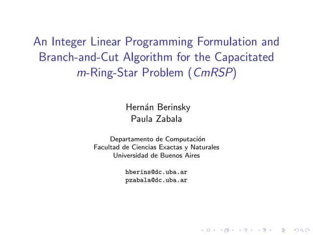 An Integer Linear Programming Formulation And Branch And Cut Algorithm 1157