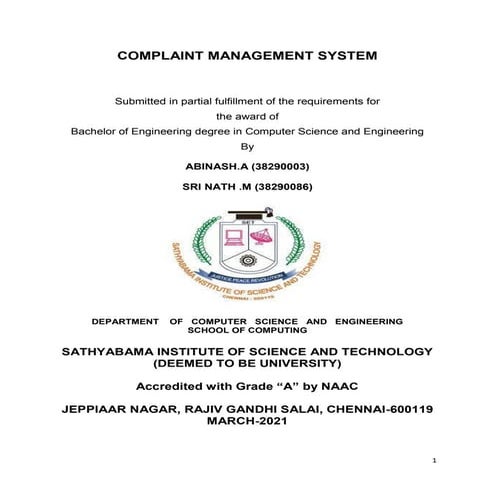 Complaint Management System Php And Mysql Projectpdf