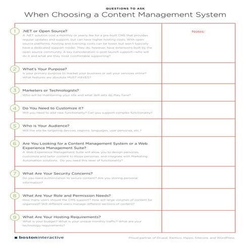9 Questions to Ask When Choosing the Best Content Management System | PDF