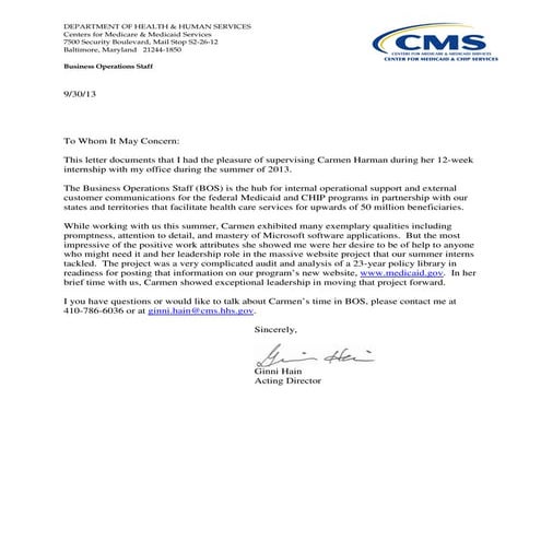 CMS/CMMS recommendation letter | PDF | Healthcare Industry | Industries