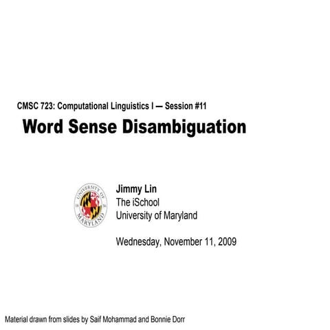 Cmsc 723 Computational Linguistics I Ppt