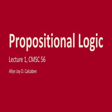 Cmsc 56 Lecture 1 Propositional Logic Ppt