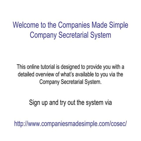 CMS Company Secretarial Tutorial | PPT