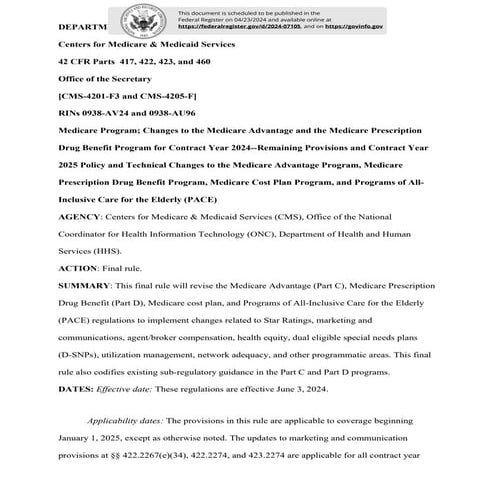 CMS Final Rule 2024.......... | PDF