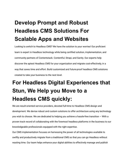 Headless CMS Solutions.pptx | Web Development | Internet