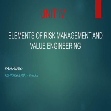 ELEMENTS OF RISK MANAGEMENT AND VALUE ENGINEERING | PPTX | Civil ...