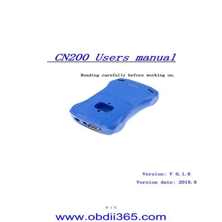 CN200 Airbag, ECU and Mileage Programmer User Manual | PDF