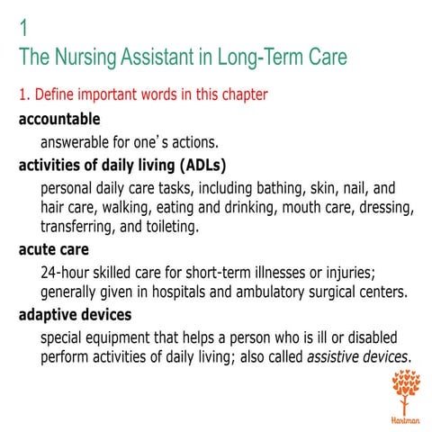 Chapter 1 - The Nursing Assistant in Long-Term Care | PPTX
