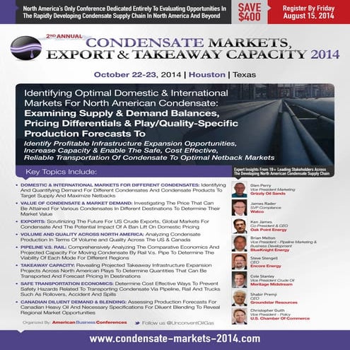 Condensate Markets, Export & Takeaway Capacity 2014 | PDF