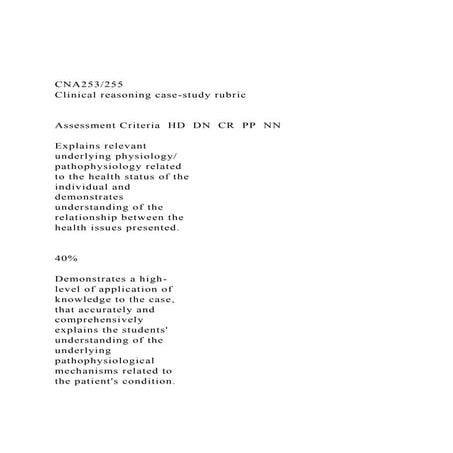 CNA253255 Clinical reasoning case-study rubric Asses.docx