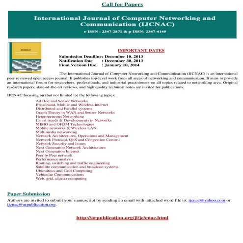 International Journal of Computer Networking and Communication (IJCNAC ...