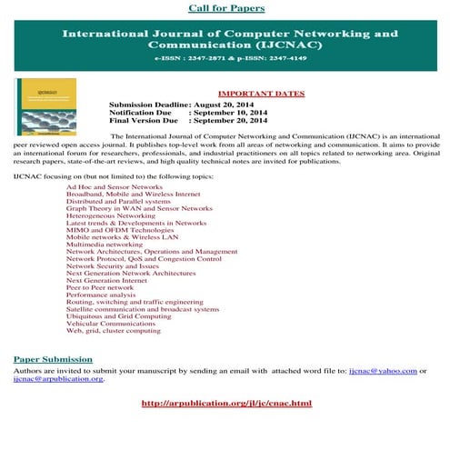 International Journal of Computer Networking and Communication (IJCNAC ...