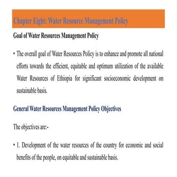 Water Resource Management Policy Water Resources | PPTX