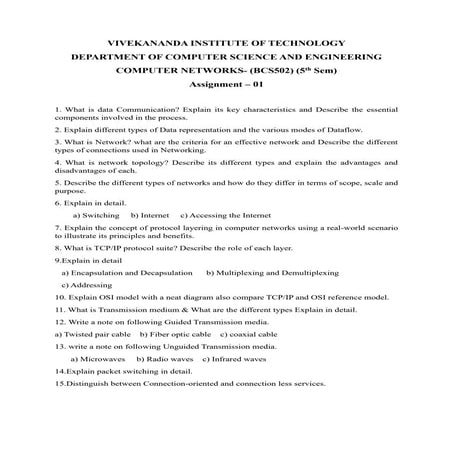 CN Assignment questions 5th sem important | PDF