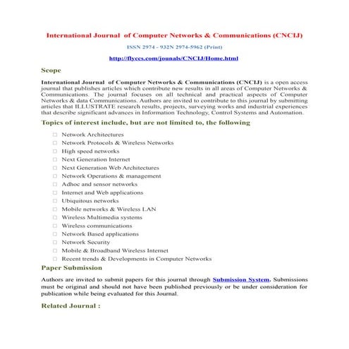International Journal of Computer Networks & Communications (CNCIJ ...
