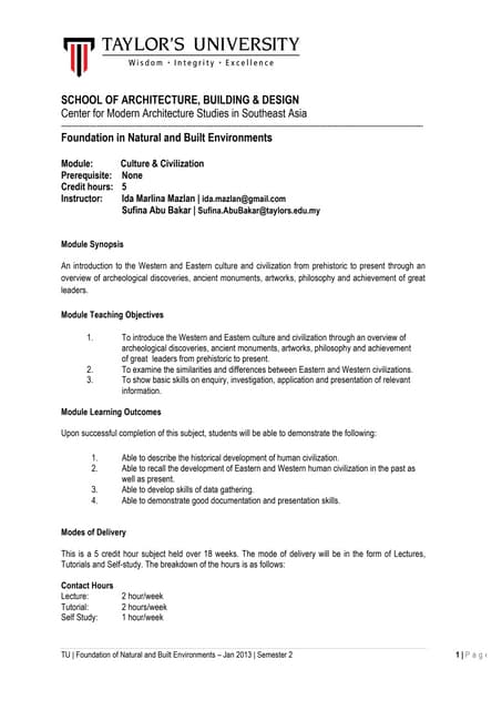 Culture and Civilization Module Outline | PDF