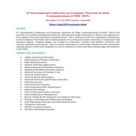 6th International Conference on Computer Networks & Data Communications ...