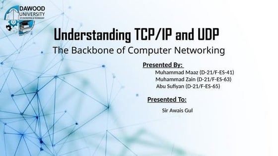 TCP and UDP | PPTX | Computer Networking | Computing