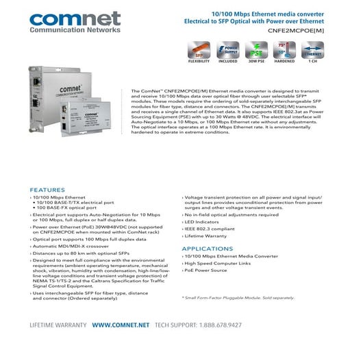 ComNet CNFE2MCPOEM Data Sheet | PDF | Computer Networking | Computing