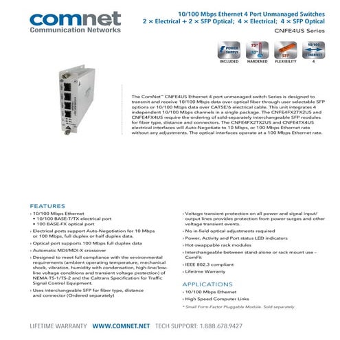 ComNet CNFE2MCPOEM Data Sheet | PDF