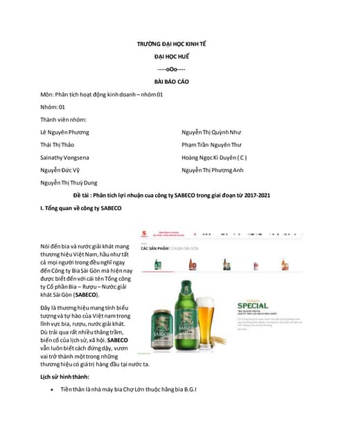 Tiểu luận Nghiên cứu Marketing Sabeco | PDF